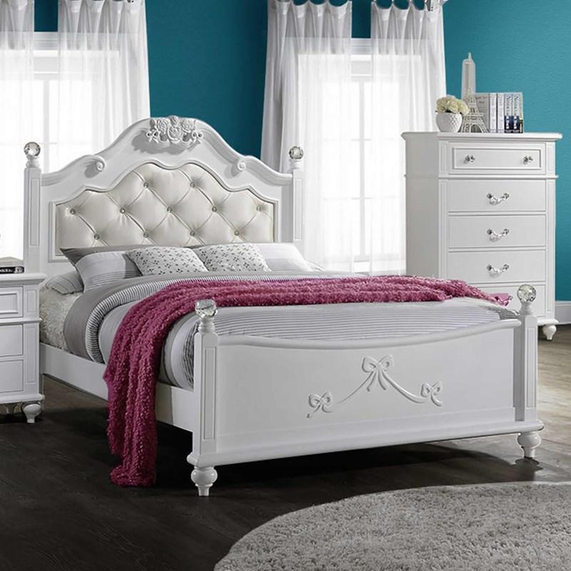 Elements International Alana AN700 Twin Bed White Lacquer Finish ...